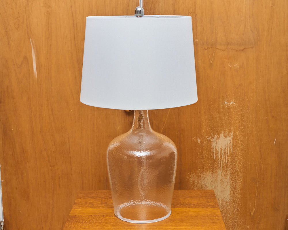 Seeded Glass French Wiring With Linen Shade Table Lamp – Furniture Consignment Gallery