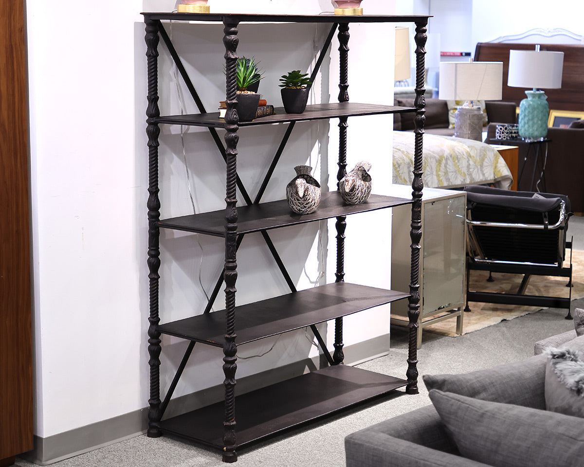 Arhaus Black Metal Distressed Bookcase – Furniture Consignment Gallery