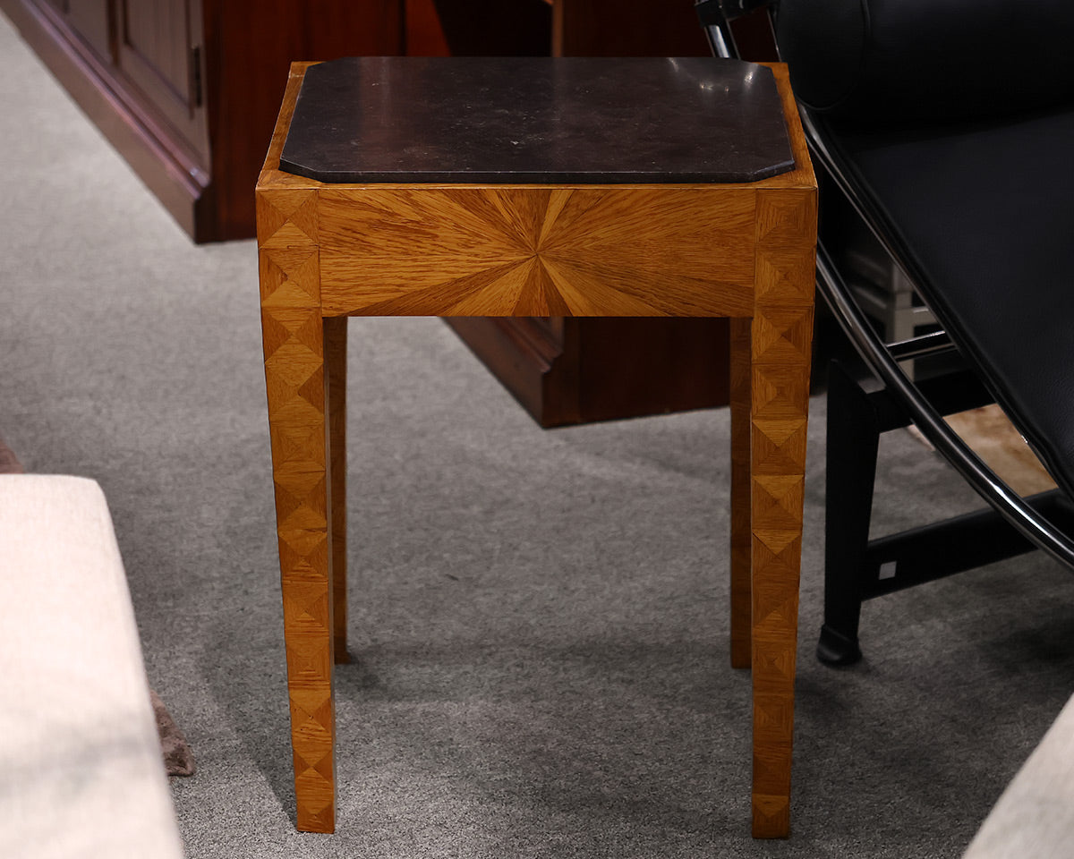 MCM Oak Accent Table With Blue Stone Top – Furniture Consignment Gallery