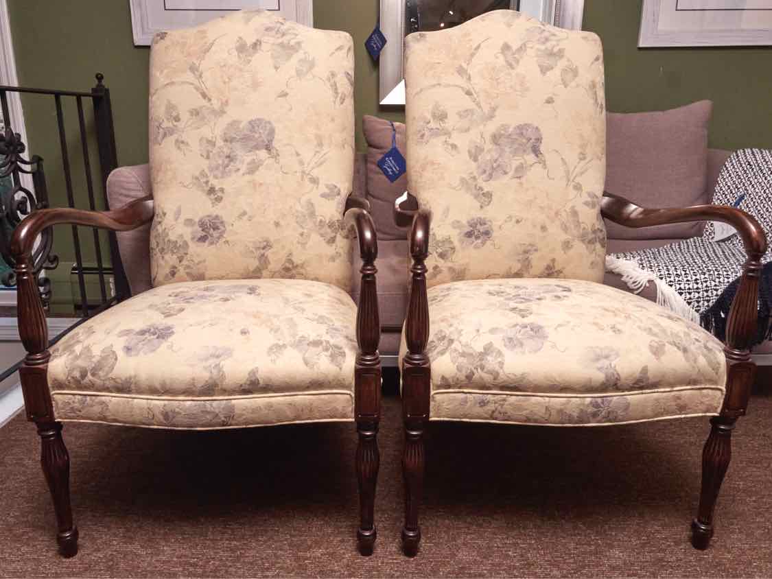 Pair Of Sheraton Style Gooseneck Mahogany Arm High Back Chairs ...