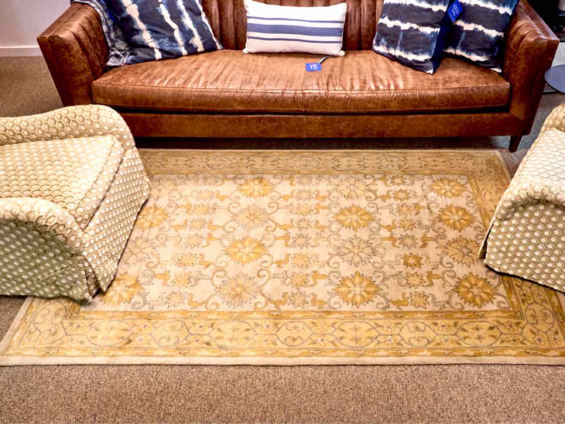 Ballard Design Blue & Beige Floral Area Rug – Furniture Consignment Gallery