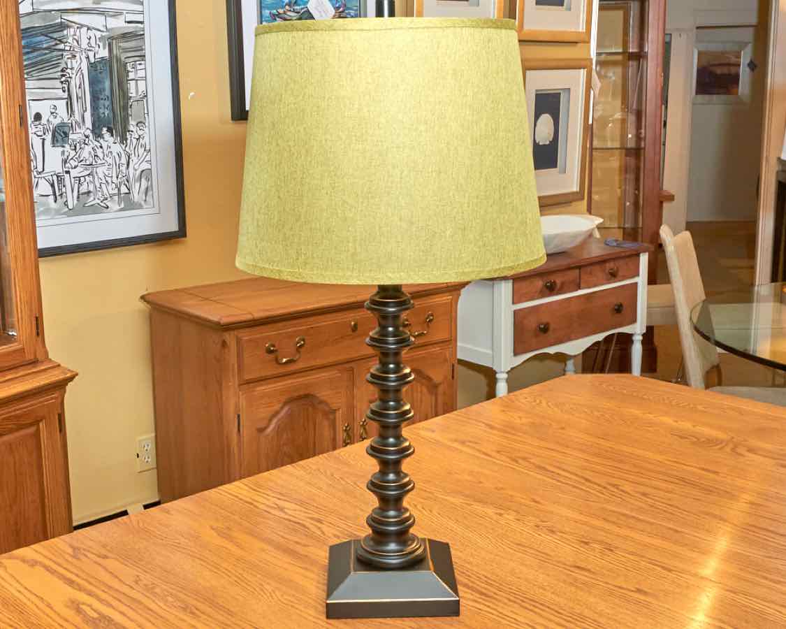 Dan Foley Black & Gold Metal Table Lamp Includes Green Shade ...
